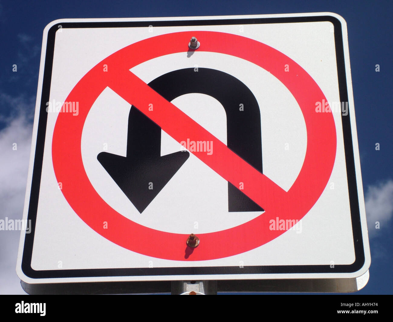 AJD45836, road signs, No U Turn Stock Photo - Alamy