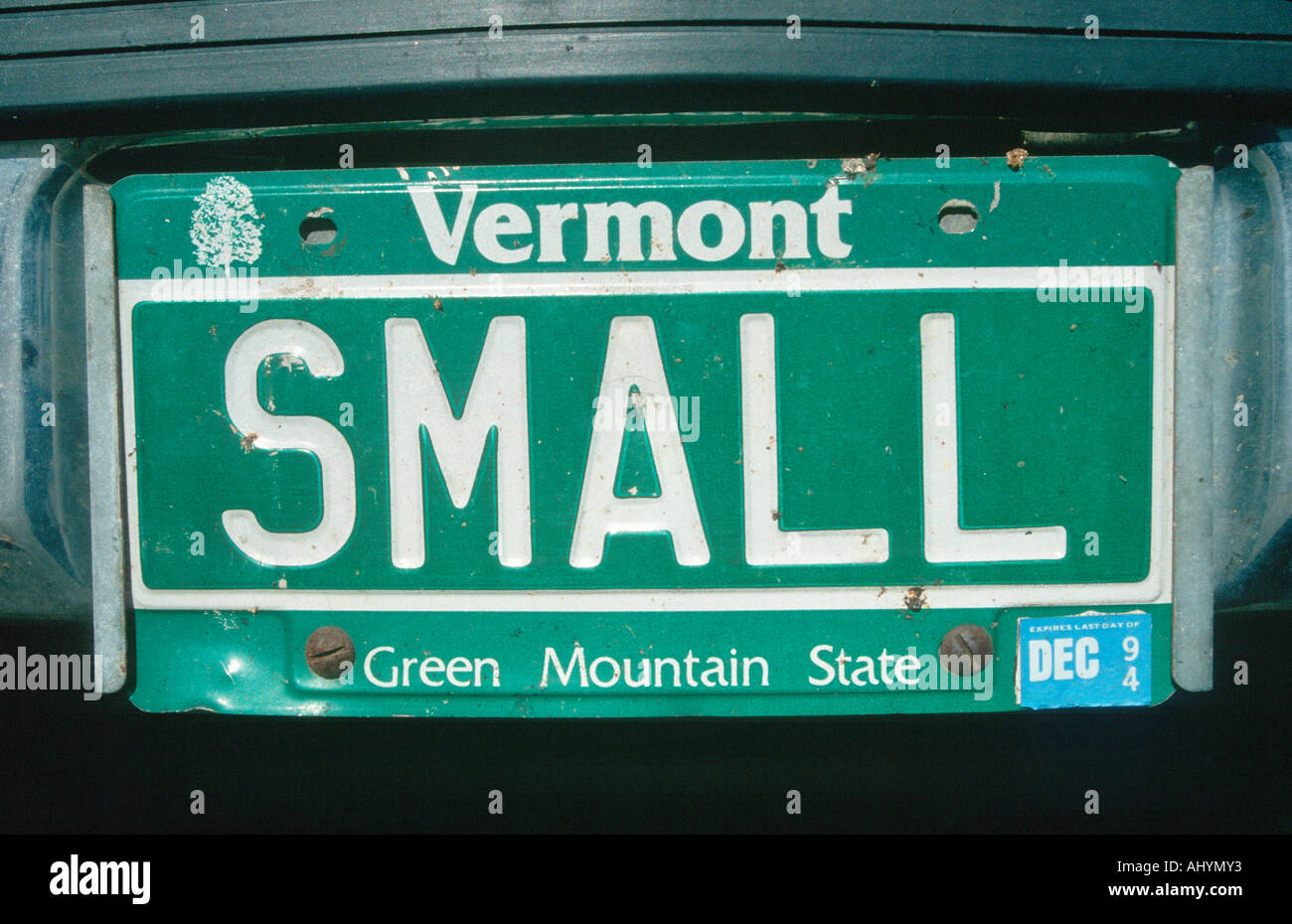 Vanity License Plate Vermont Stock Photo - Alamy