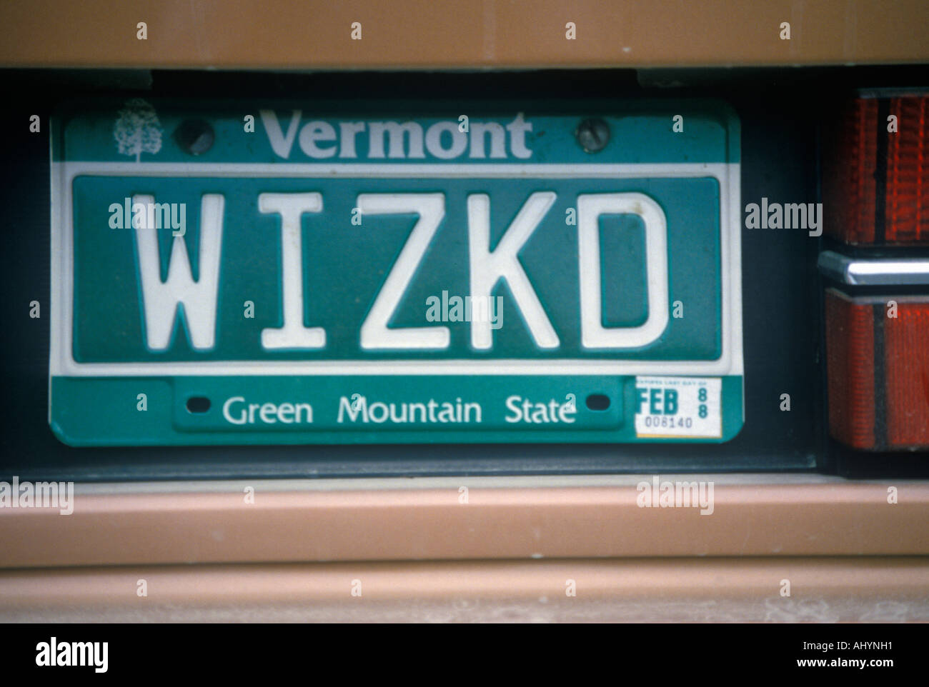 Vanity License Plate Vermont Stock Photo - Alamy