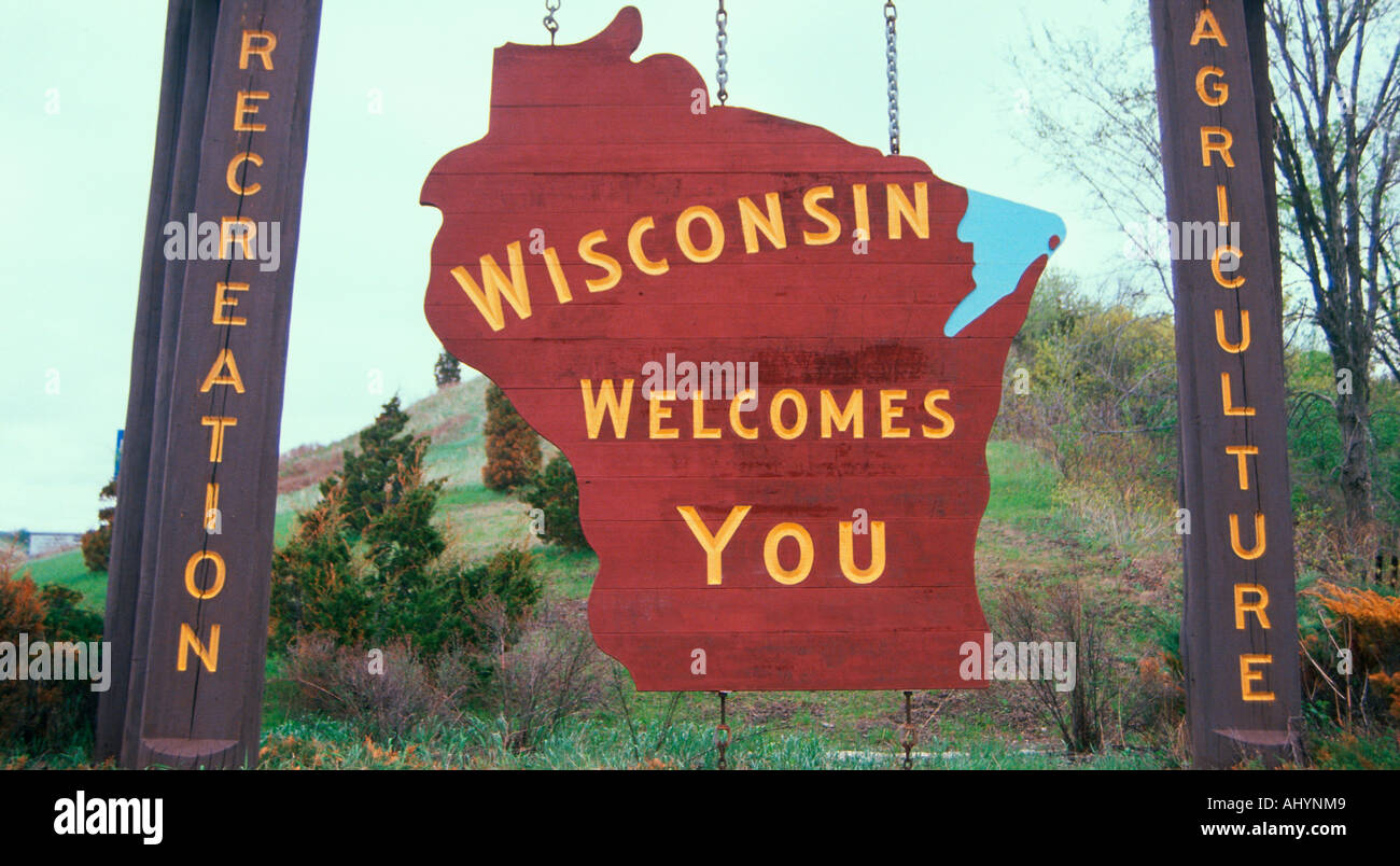 Welcome to Wisconsin Sign Stock Photo - Alamy