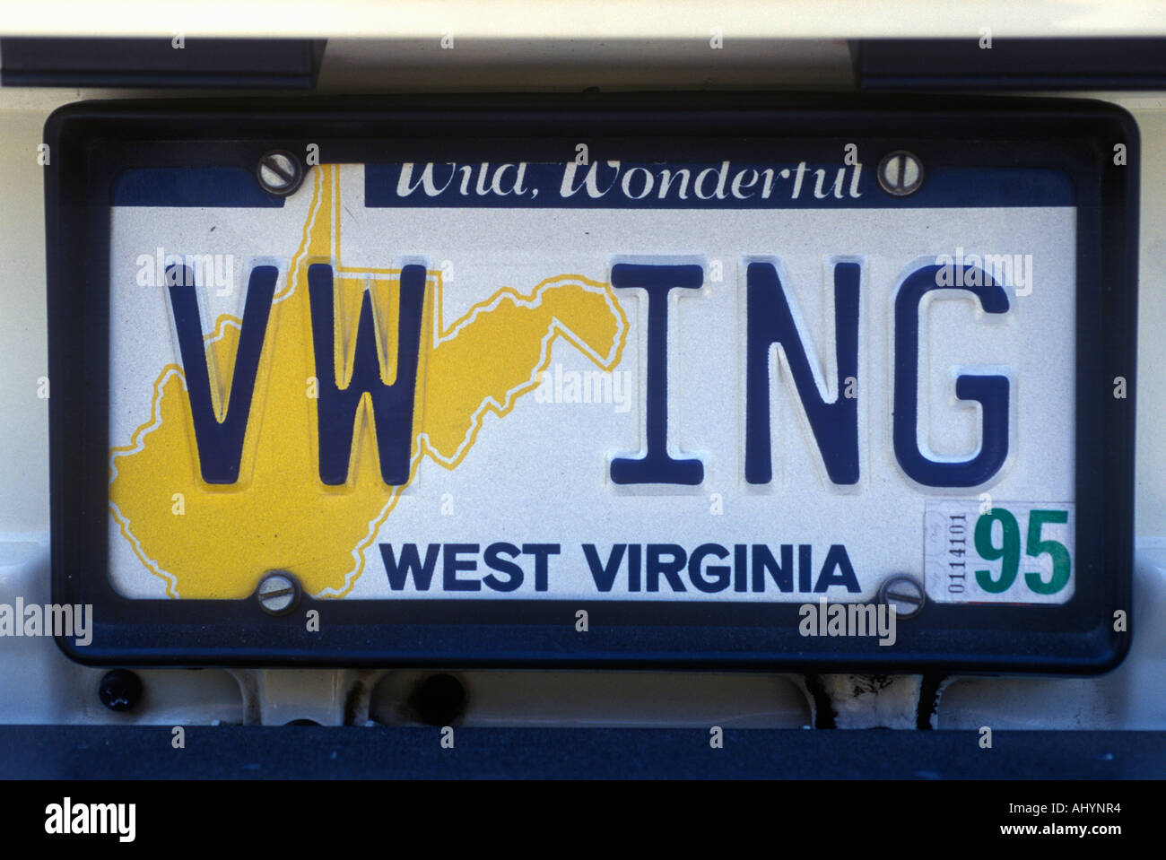 Vanity License Plate West Virginia Stock Photo - Alamy