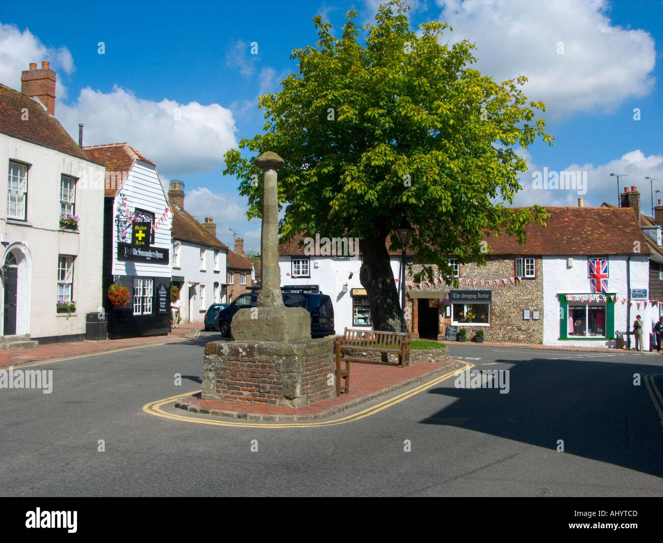 Waterloo Square Alfriston village Sussex England Stock Photo - Alamy