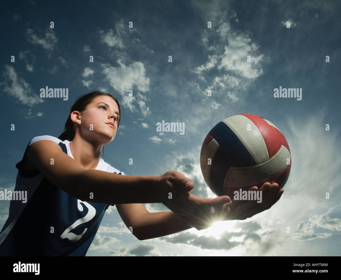 Low angle view of volleyball player Stock Photo - Alamy