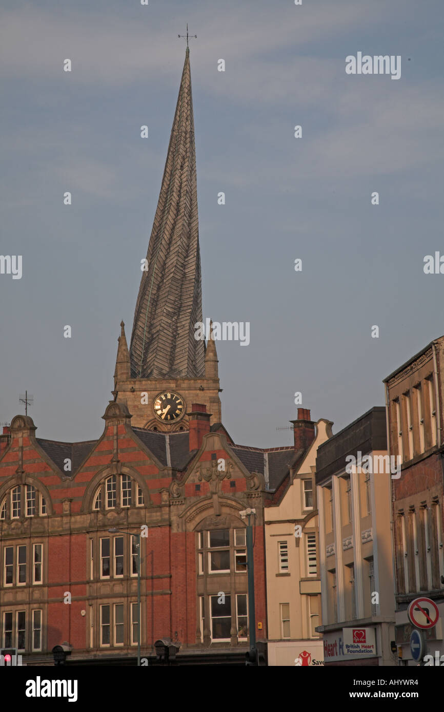 Church with crooked spire Chesterfield England Stock Photo - Alamy