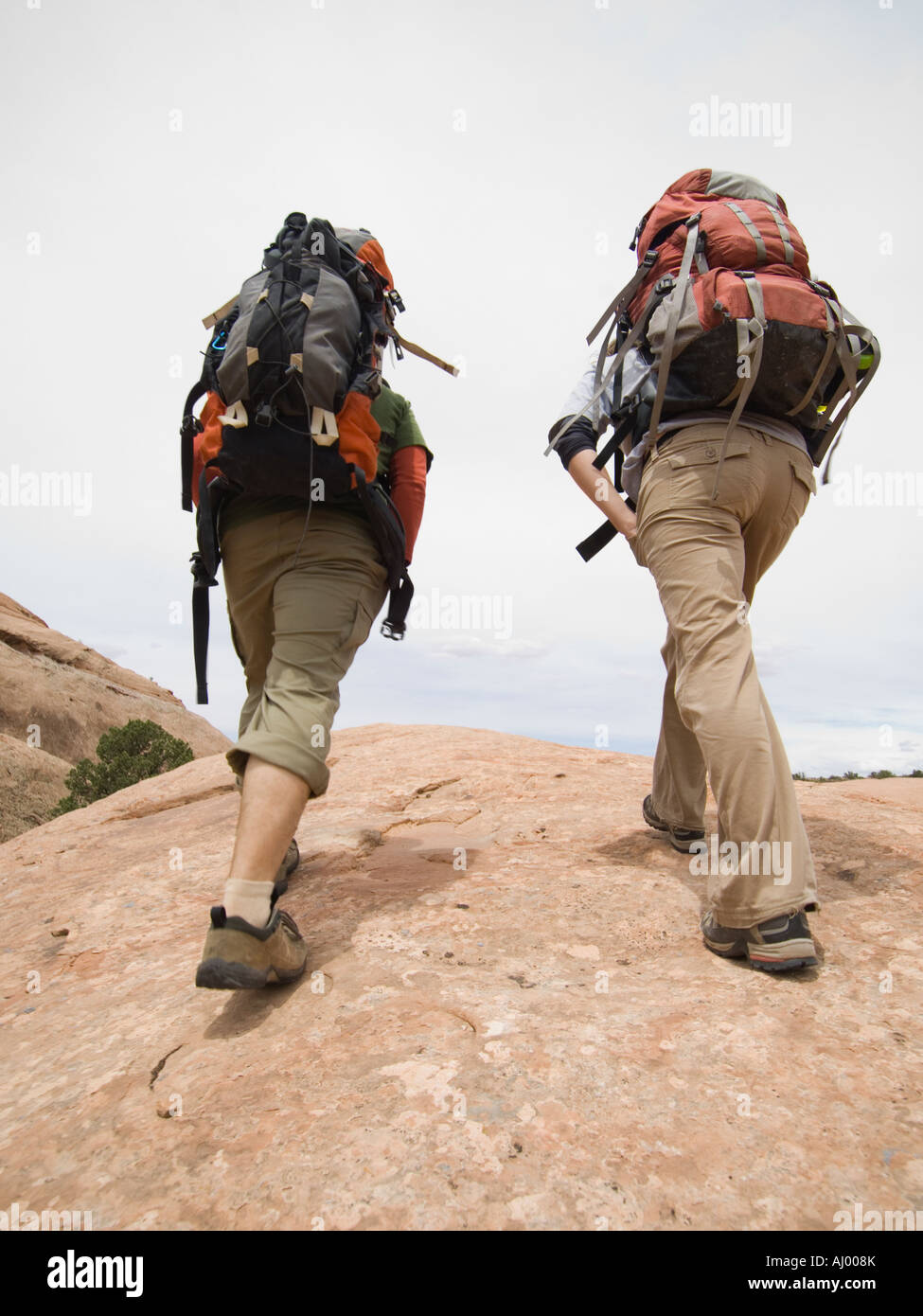 People hiking with backpacks Stock Photo - Alamy
