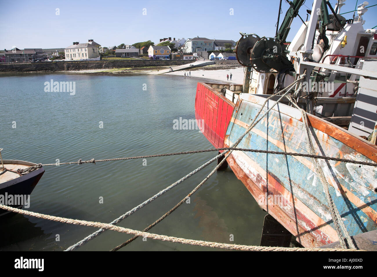 Fishing boats kilronan harbour and village aran islands hi-res stock ...