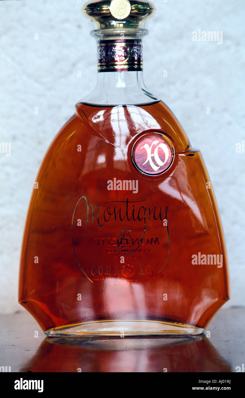 France, Charente Maritime, Semussac, a bottle of Montigny French Brandy ...