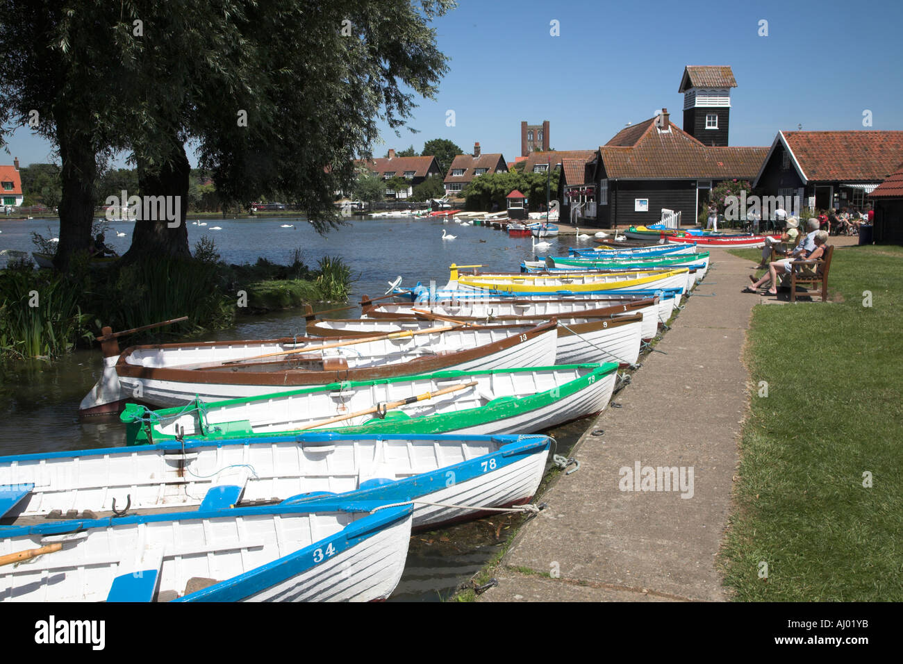 Rowing boats on the Meare at Thorpeness Suffolk England Stock Photo - Alamy