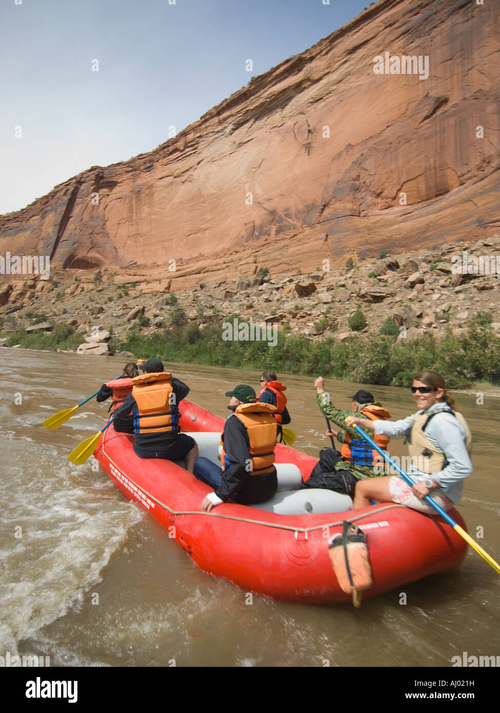 group of people river rafting Stock Photo - Alamy