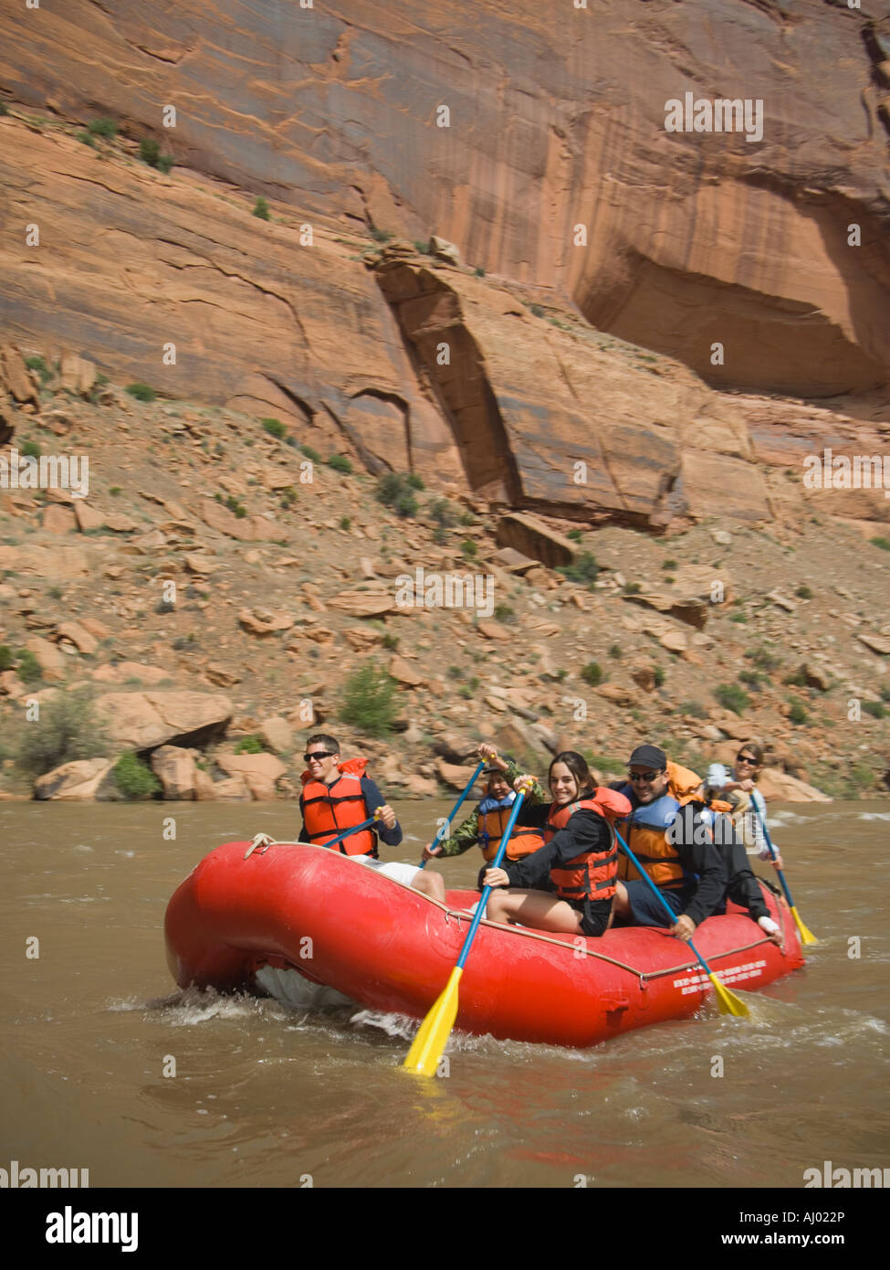 group of people river rafting Stock Photo - Alamy