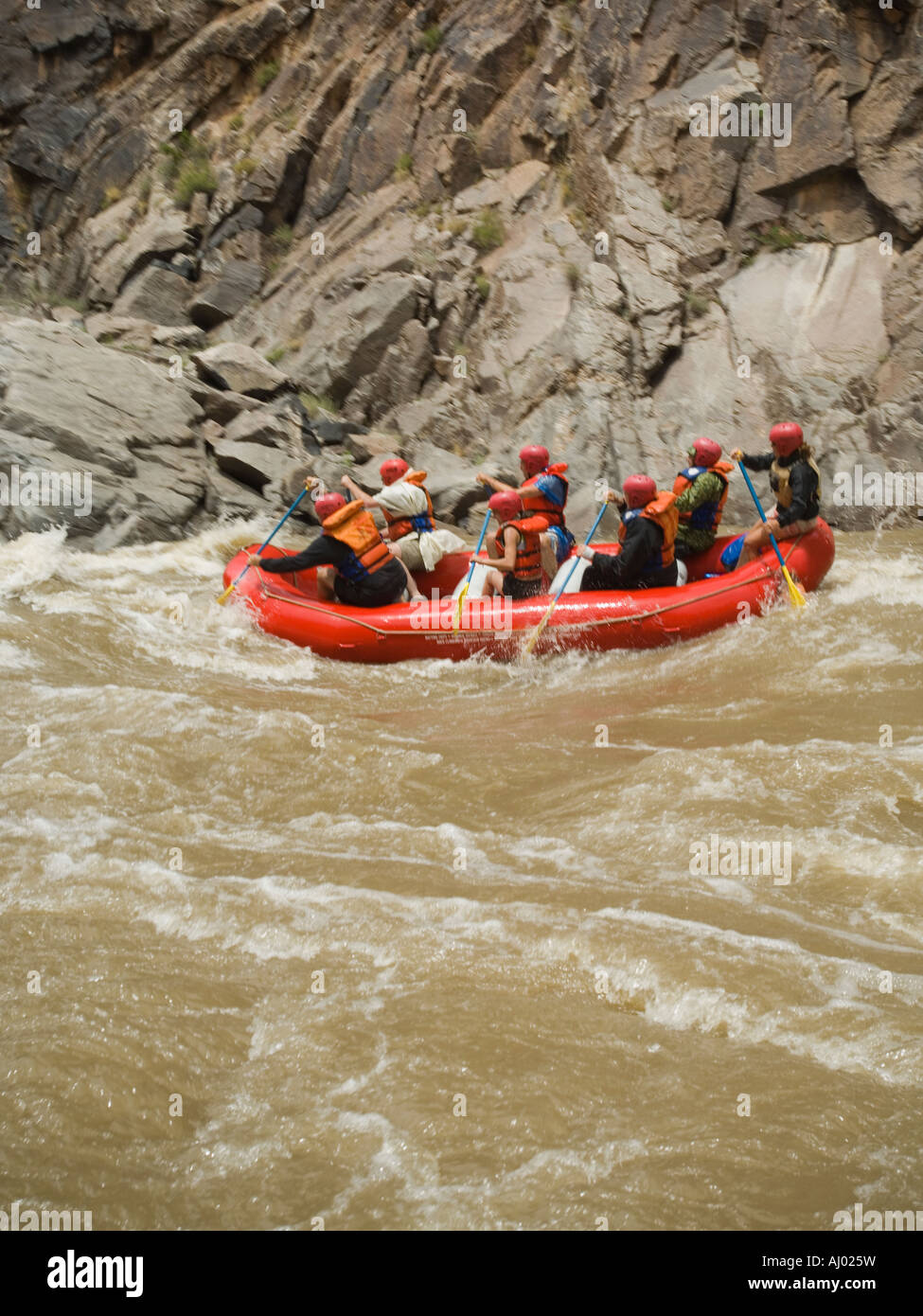 group of people river rafting Stock Photo - Alamy