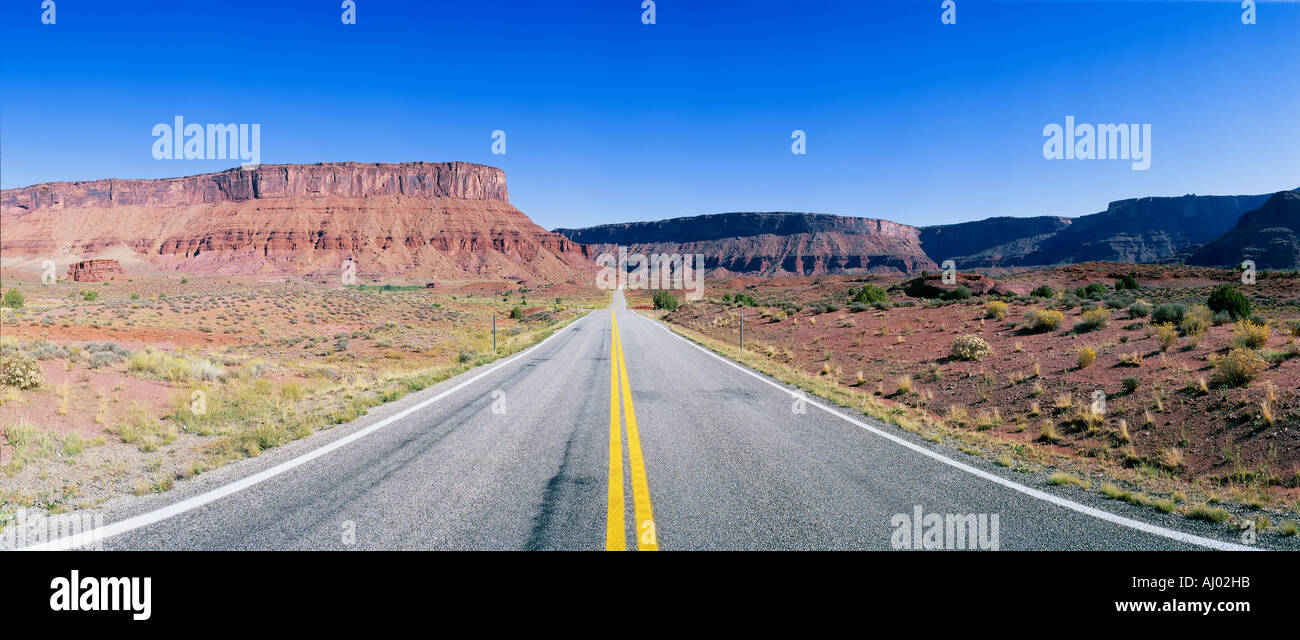 Route 128 Colorado River View of a Butte Stock Photo - Alamy
