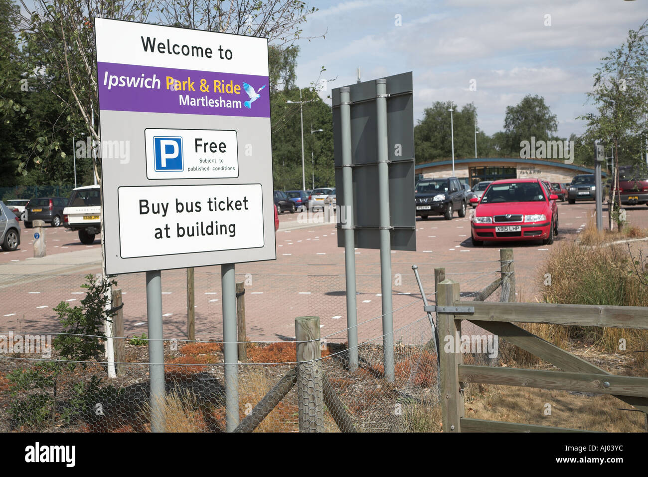 Entrance sign park and ride building at martlesham hi-res stock ...