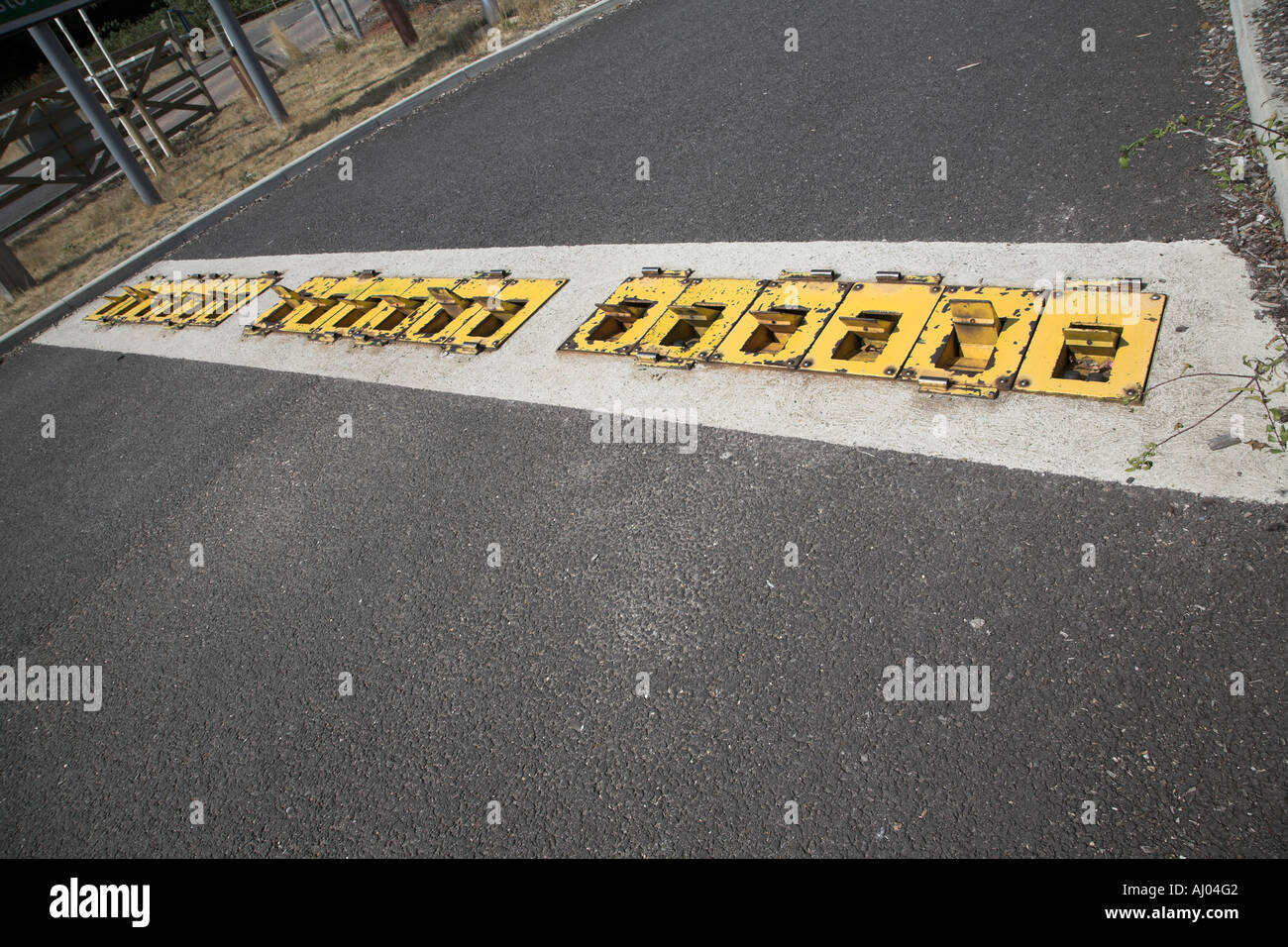 Control plate traffic control barrier to block a road Stock Photo - Alamy