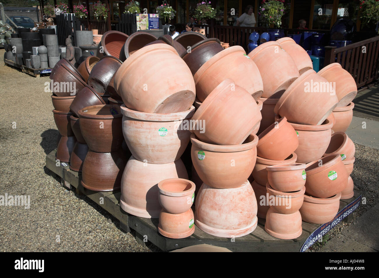 Large earthenware pots on display in garden centre Stock Photo - Alamy