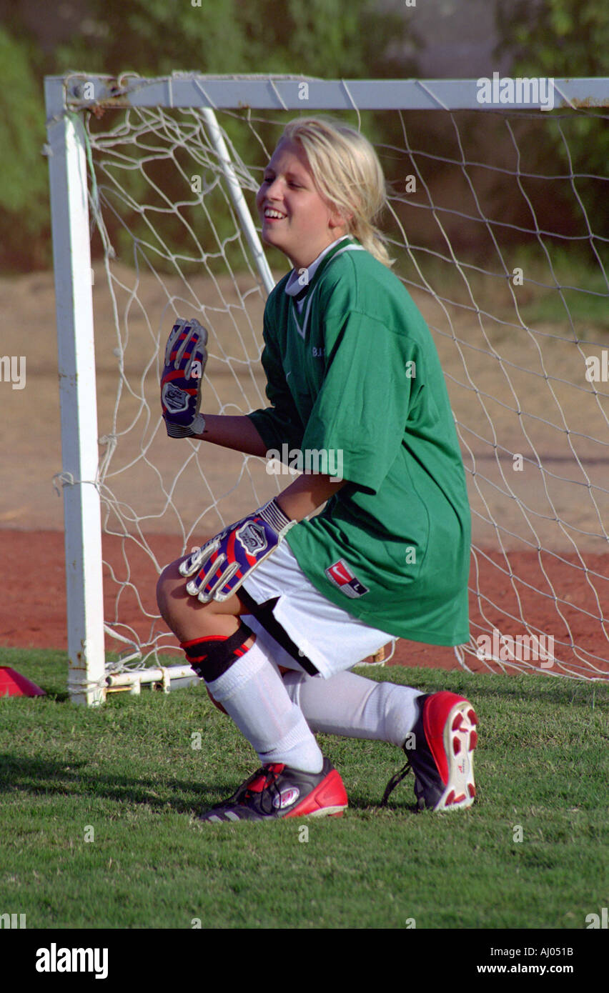 school girl playing football Stock Photo - Alamy