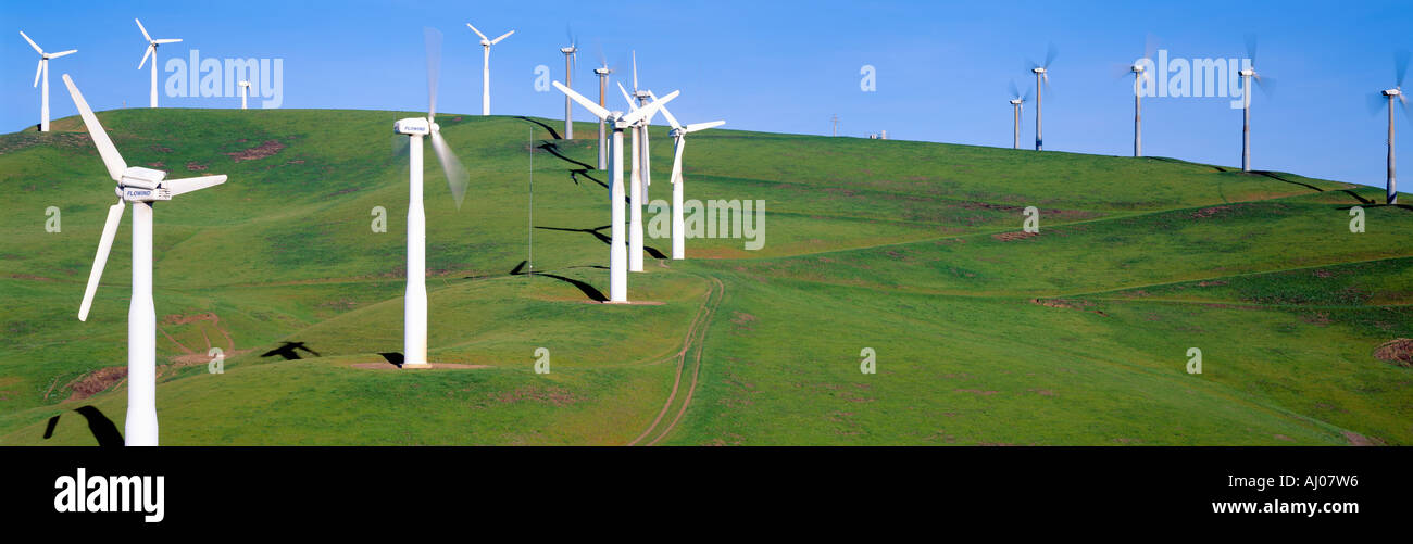 Wind energy windmills along Route 580 Altamont California Stock Photo ...
