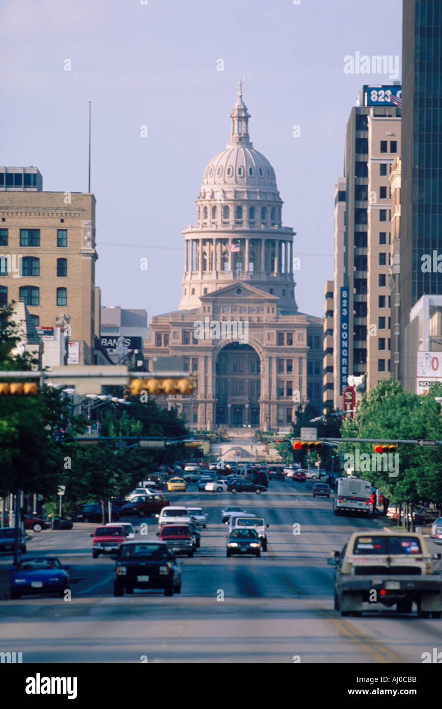 The Texas State Capitol building in Austin as seen looking down ...