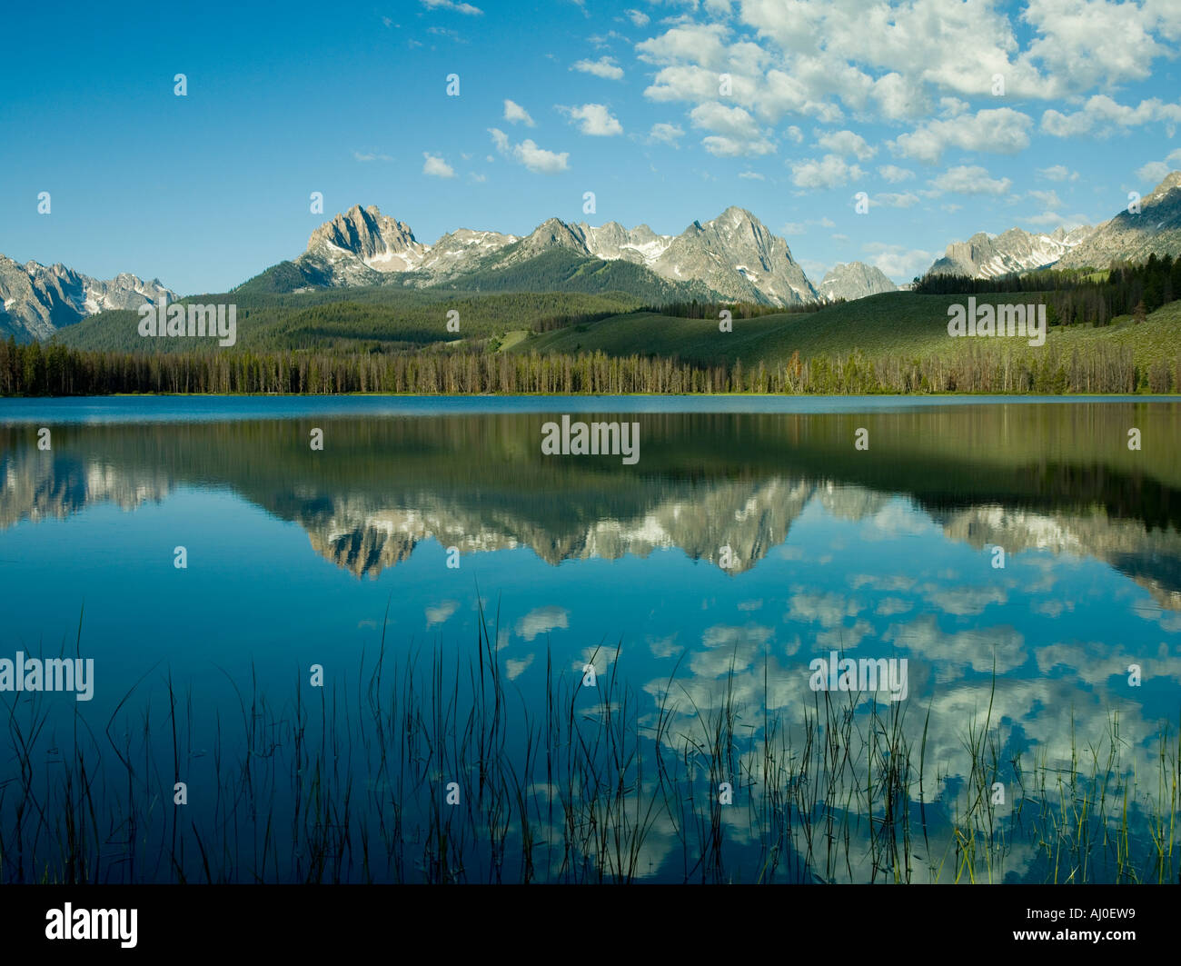 Mt Heyburn at left is at 10229 ft in the Sawtooth Mountain Range taken ...