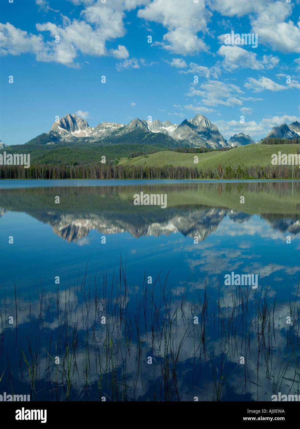 Mt Heyburn at left is at 10229 ft in the Sawtooth Mountain Range taken ...