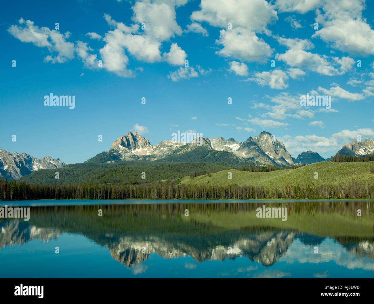 Mt Heyburn at left is at 10229 ft in the Sawtooth Mountain Range taken ...
