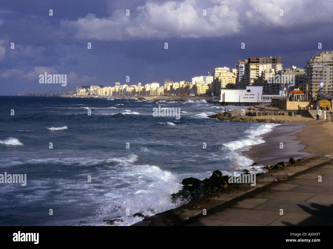 Panoramic View of Mediterranean Sea Alexandria Arab Republic of Egypt ...