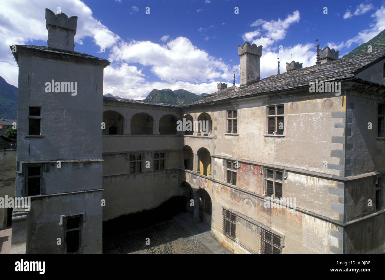 Castle Issogne Valle d Aosta Italy Stock Photo - Alamy