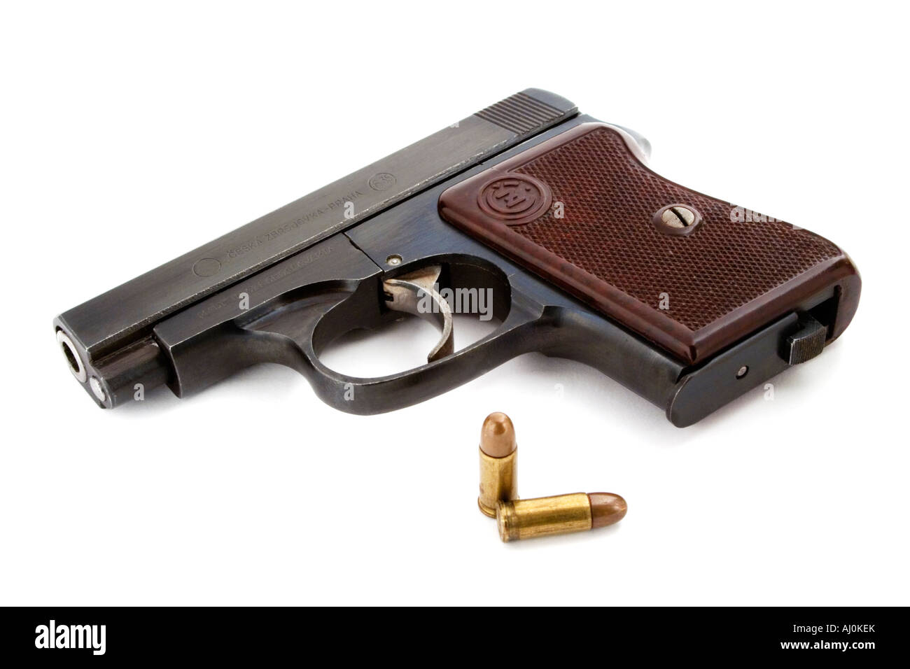 A .25ACP calibre semi-automatic pistol, with two rounds of ammunition ...