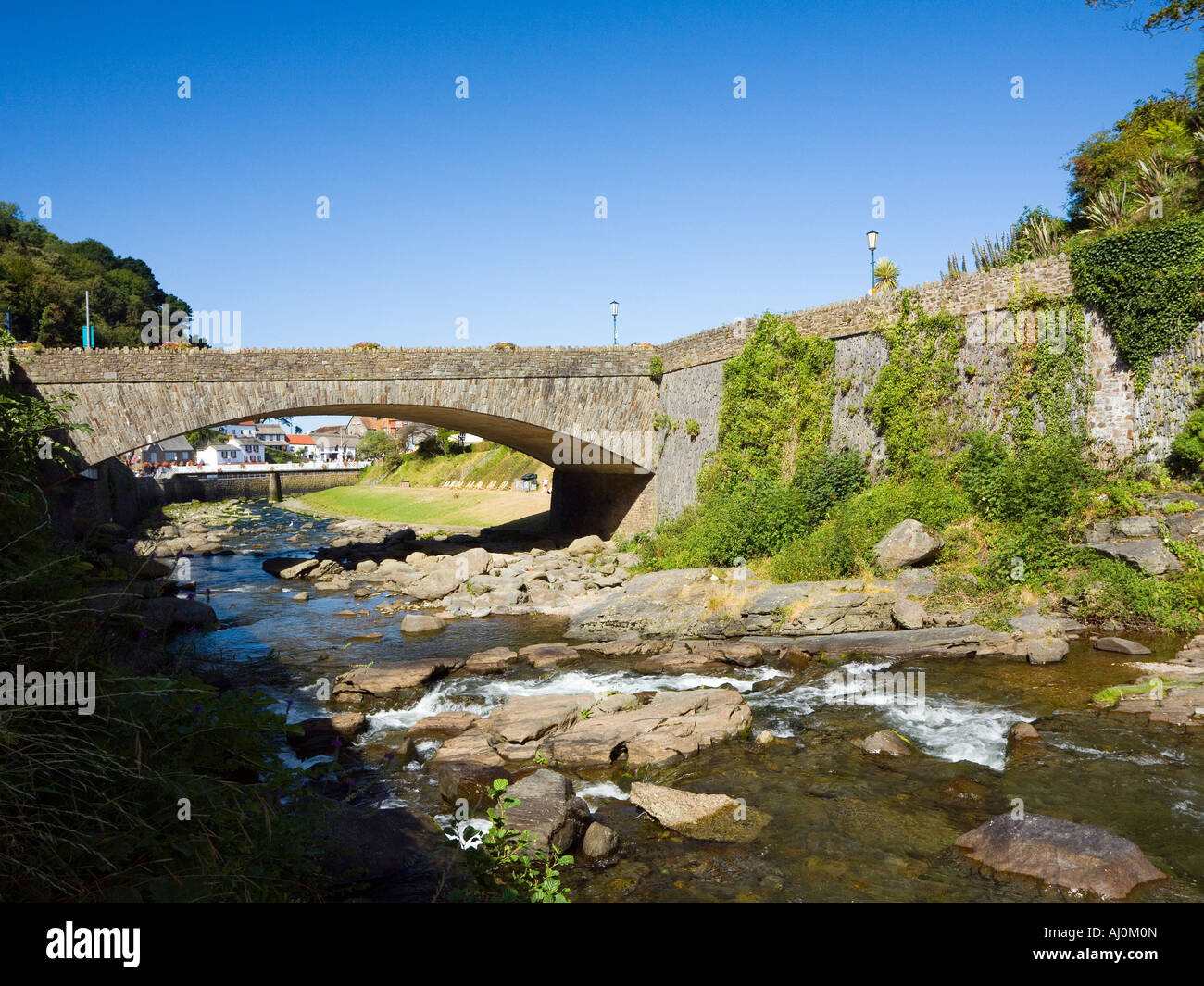 Bridge over the East Lyn River at Lynmouth Exmoor Somerset UK Stock ...