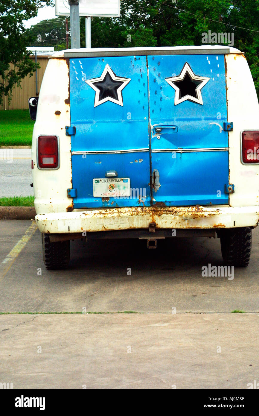 Old Delivery Van With Star Windows Transportation Stock Photo - Alamy
