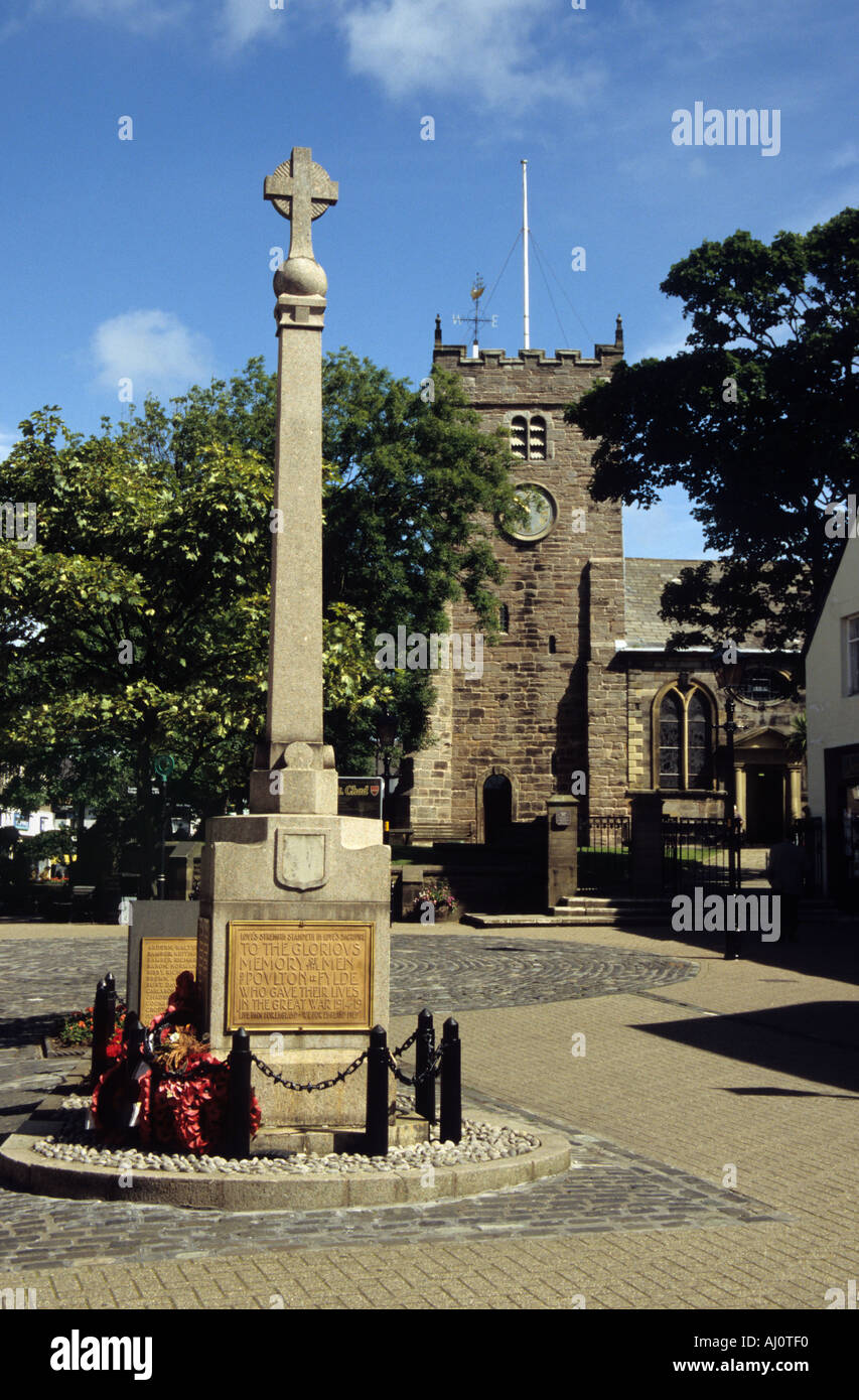 The war memorial and St Chads church in Poulton le Fylde Lancashire ...