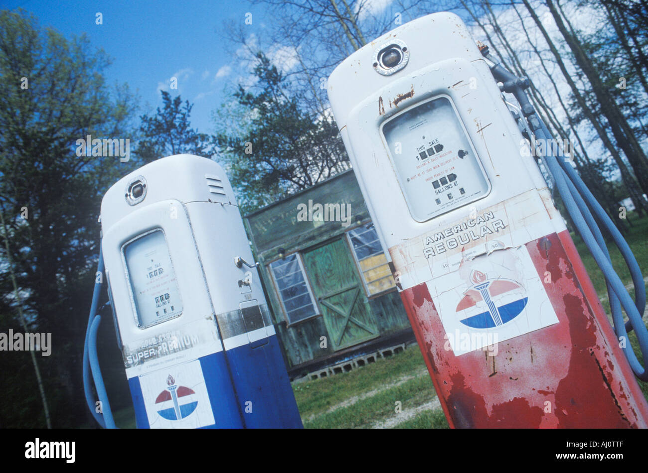 Antique gasoline pumps Stock Photo - Alamy