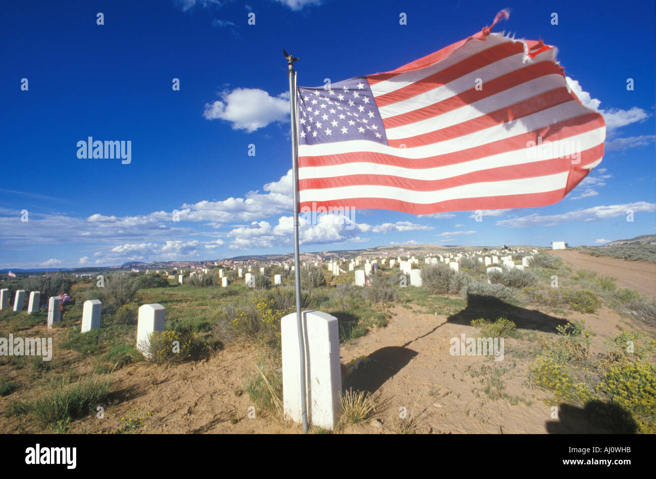 American flag at the Navaho cemetery Fort Defiance AZ Stock Photo - Alamy