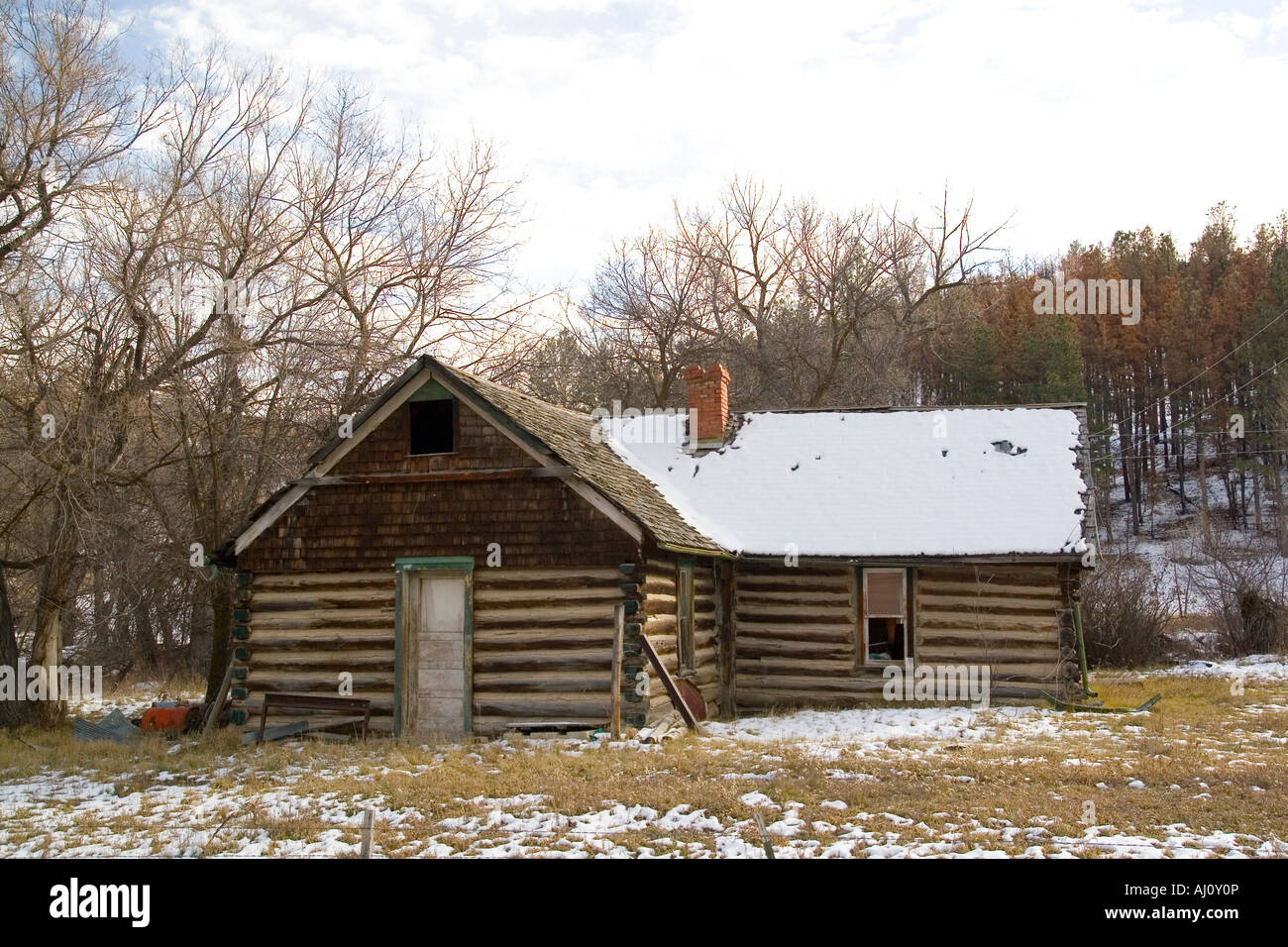 Barns in the in the snow on a cattle ranch in Wyoming WY USA Stock ...