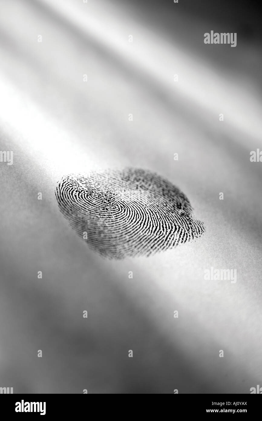 Fingerprint with dramatic lighting. Monochrome Stock Photo - Alamy