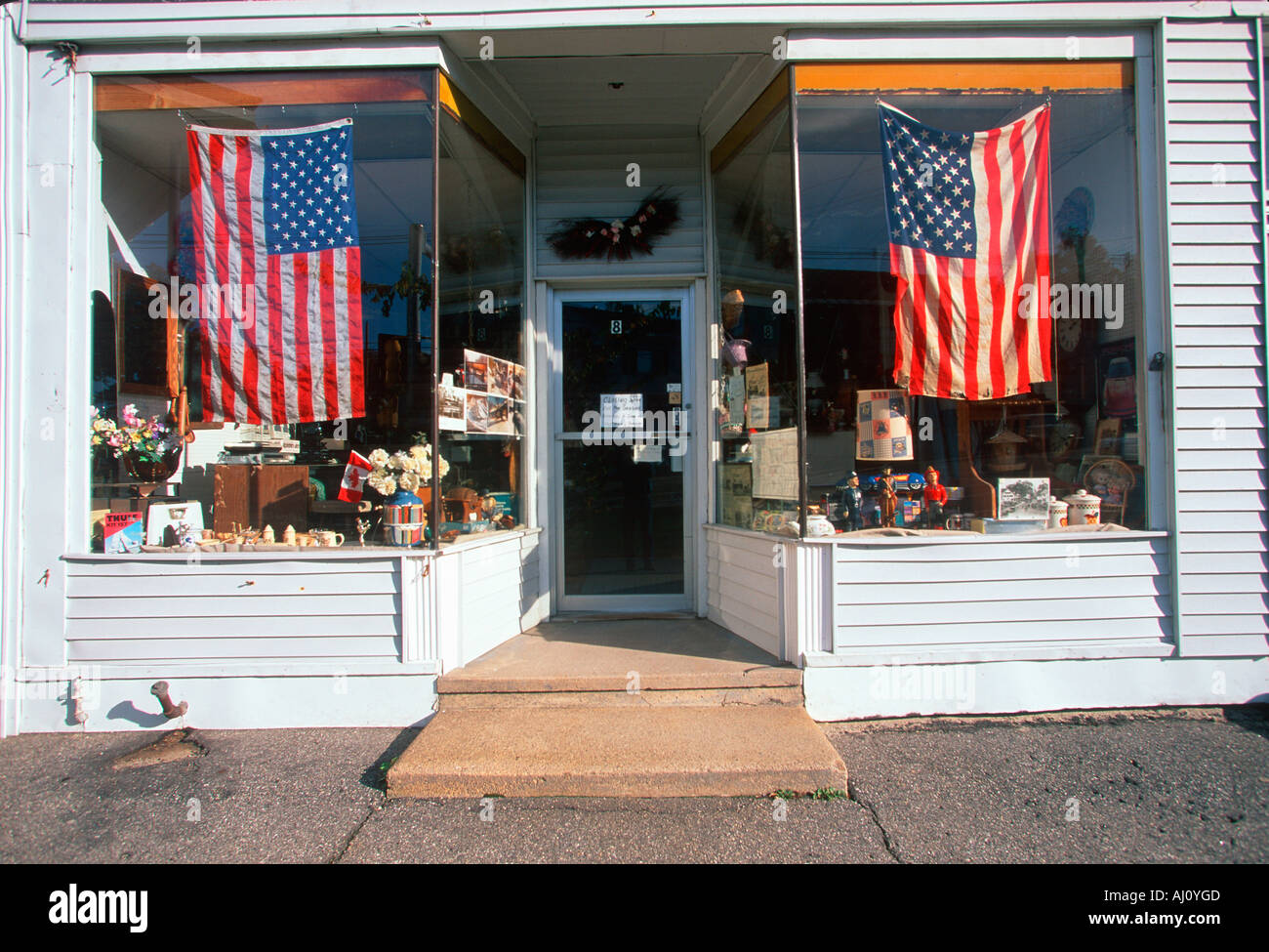 New England storefronts decorated with American flags to honor ...