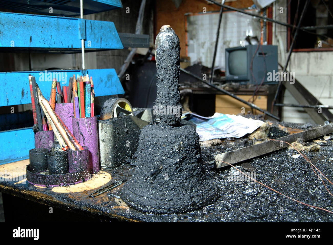 Fire damaged school classroom hi-res stock photography and images - Alamy