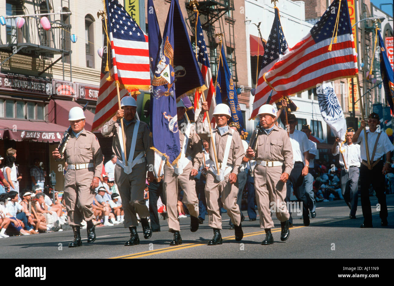 Japanese American color guard at the 49th Nisei Week Parade in Little ...