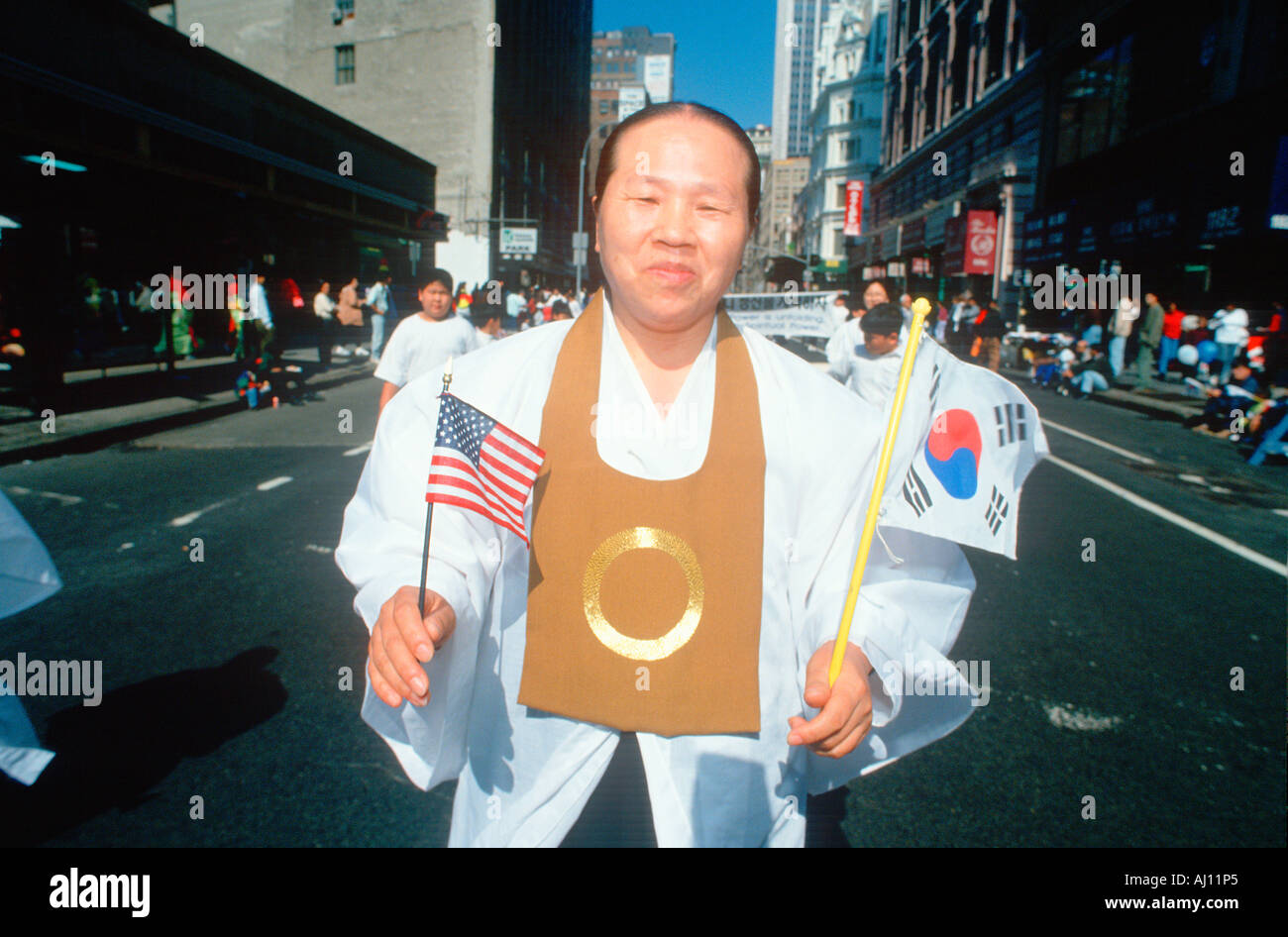 Man marching at the Korean Day Parade on lower Broadway NY City Stock ...