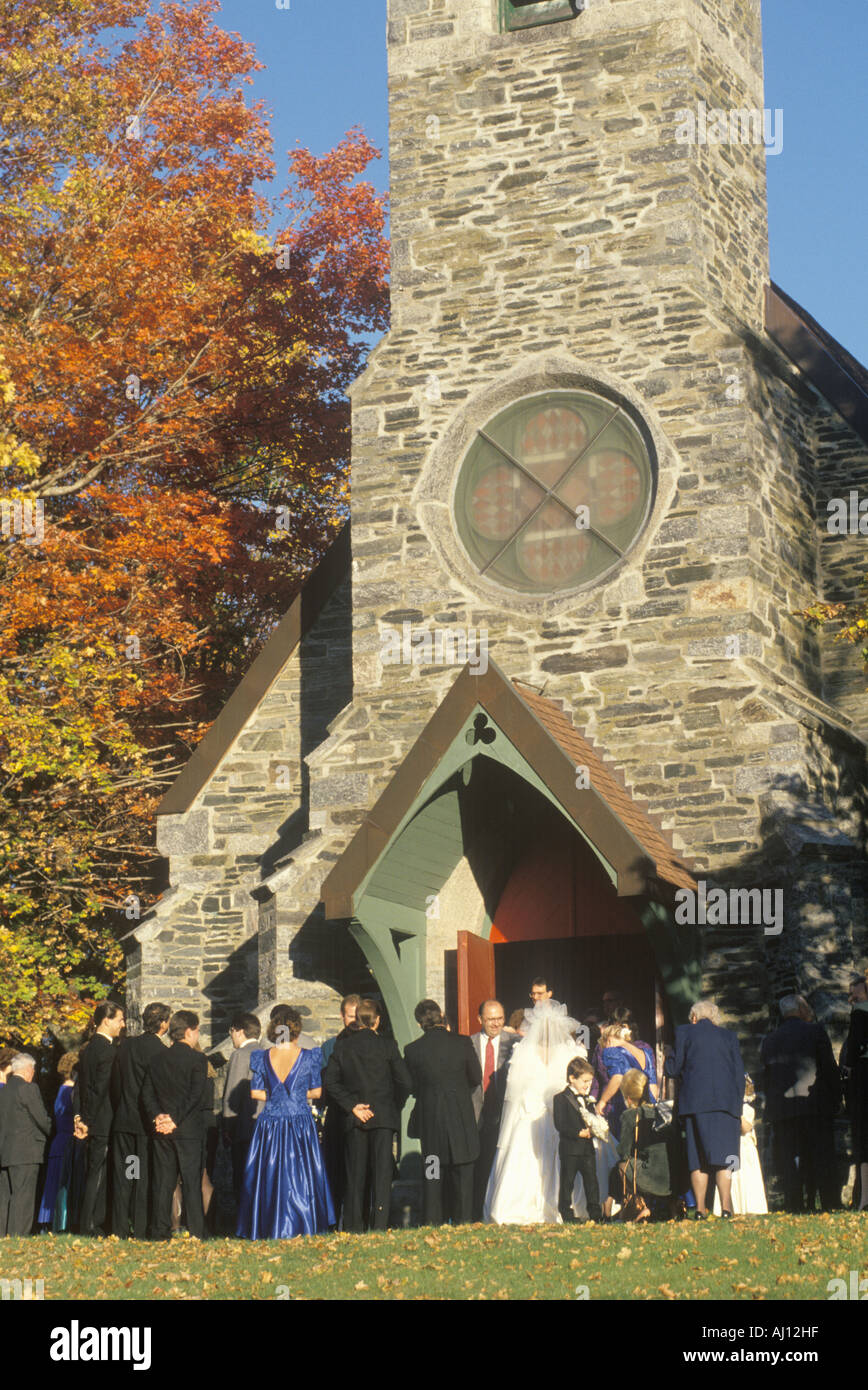 A wedding party in front of Trinity Parish Church Route 169 CT Stock ...
