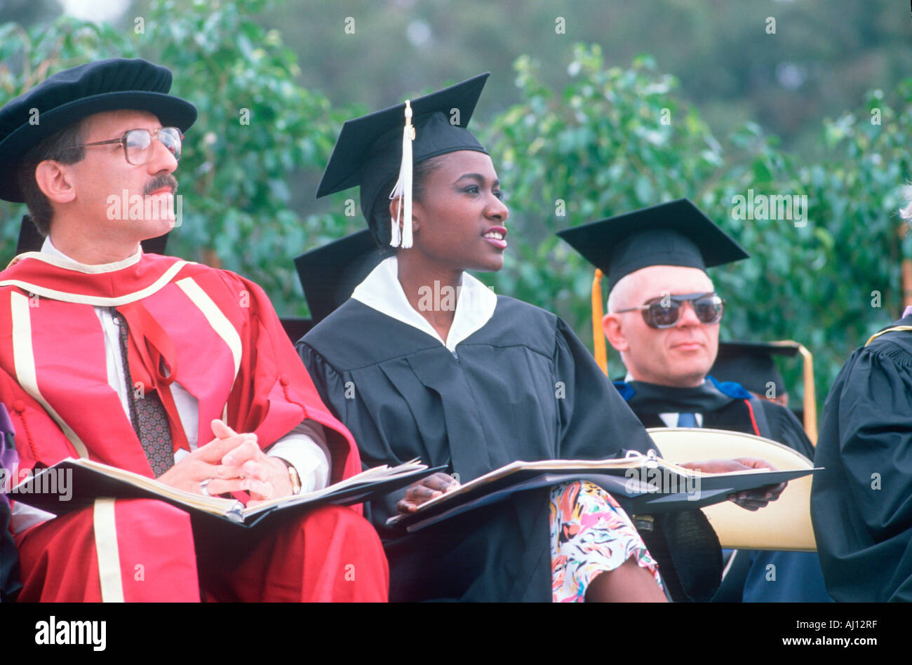 Culturally diverse faculty in formal robes at a graduation UCLA Los ...