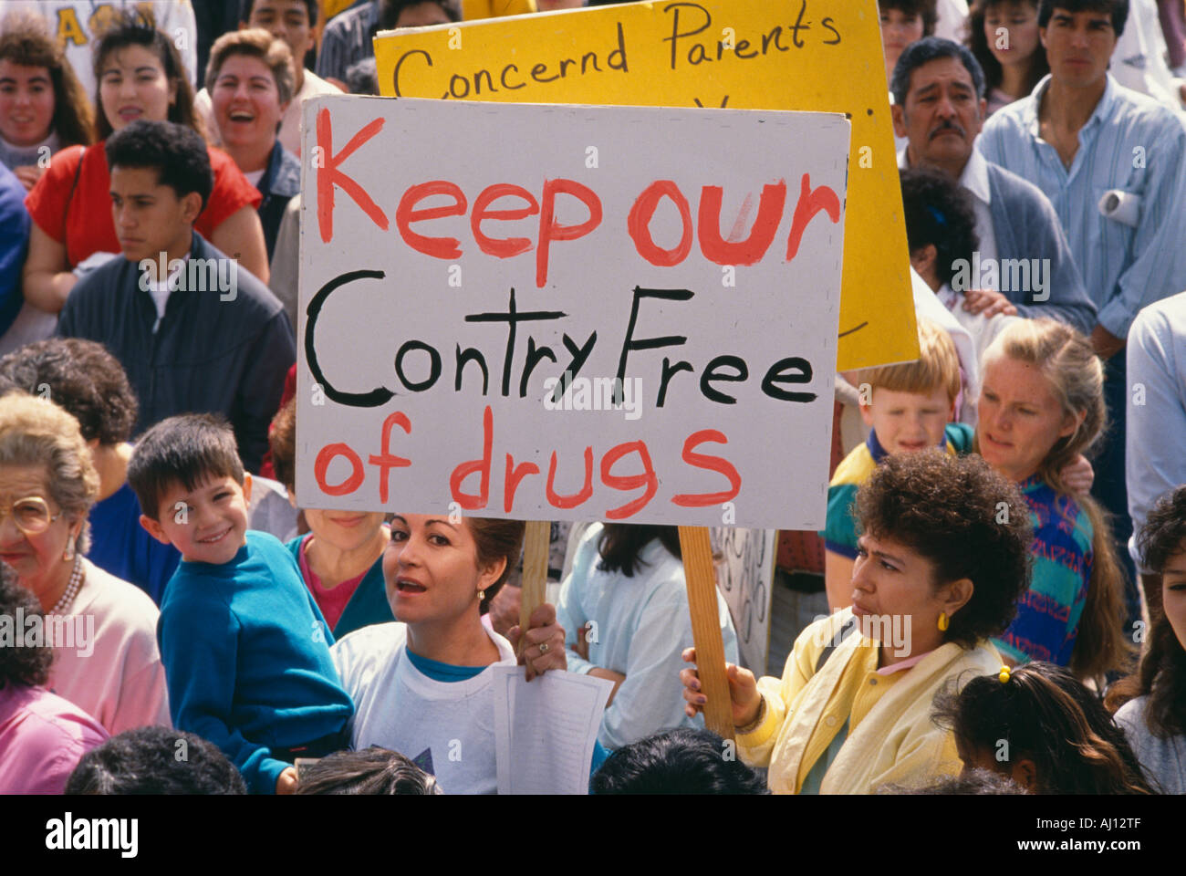 Parents at an anti drug rally East Los Angeles CA Stock Photo - Alamy
