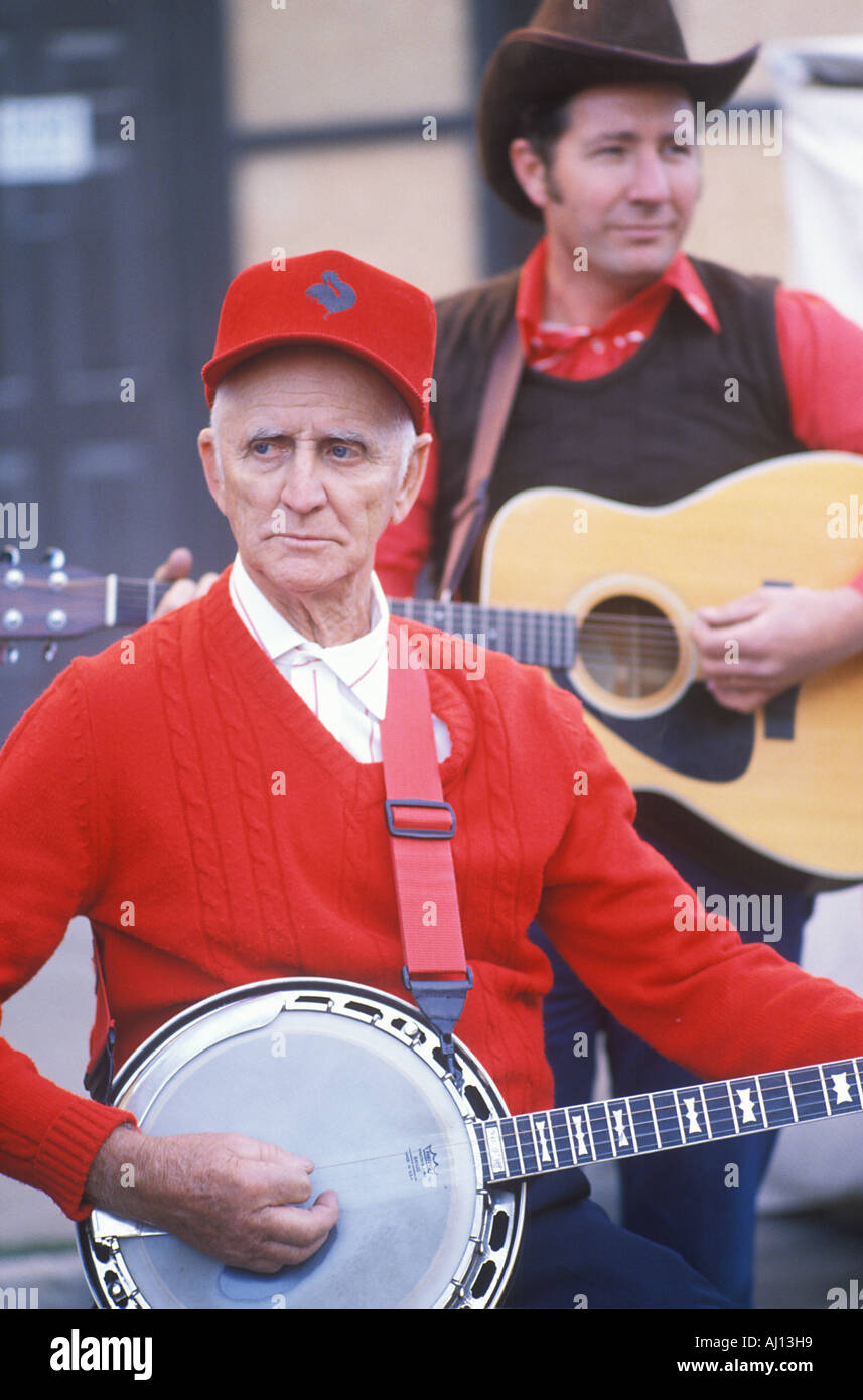 Old time banjo player performing at a street fair Hannibal MO Stock ...