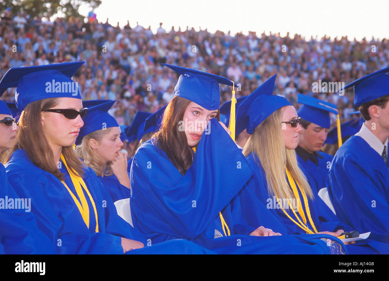 Emotional high school graduates at their commencement ceremony Nordhoff ...