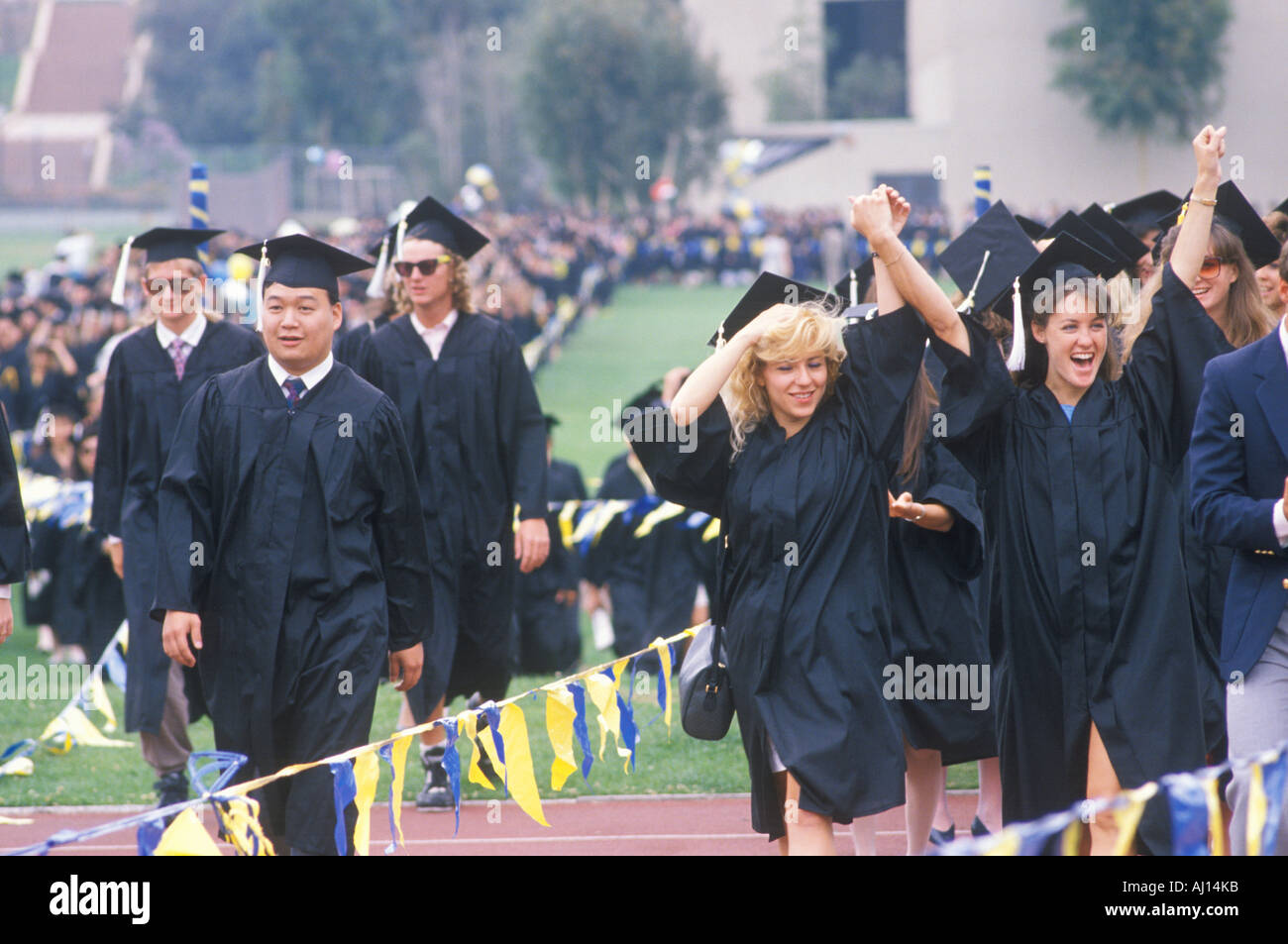 Graduating class walking towards their ceremony UCLA Los Angeles CA ...