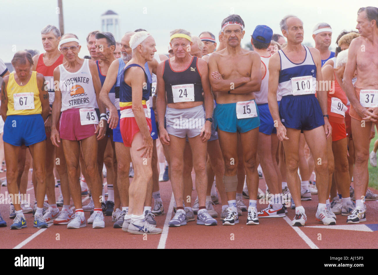 Runners at the starting line for the Senior Olympics St Louis MO Stock ...