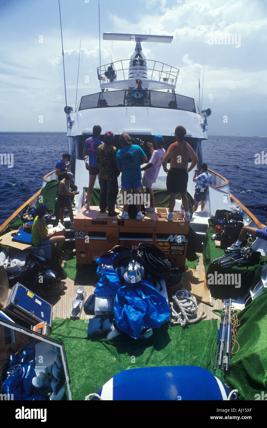 Party on boat scene from set of Temptation feature film Miami FL Stock ...