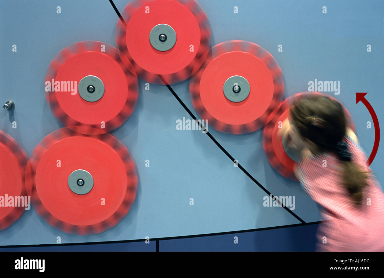 Kid at Wheels in a Science Fair Stock Photo - Alamy