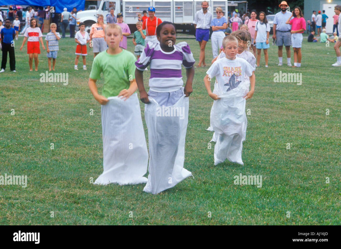 Children sack race usa hi-res stock photography and images - Alamy