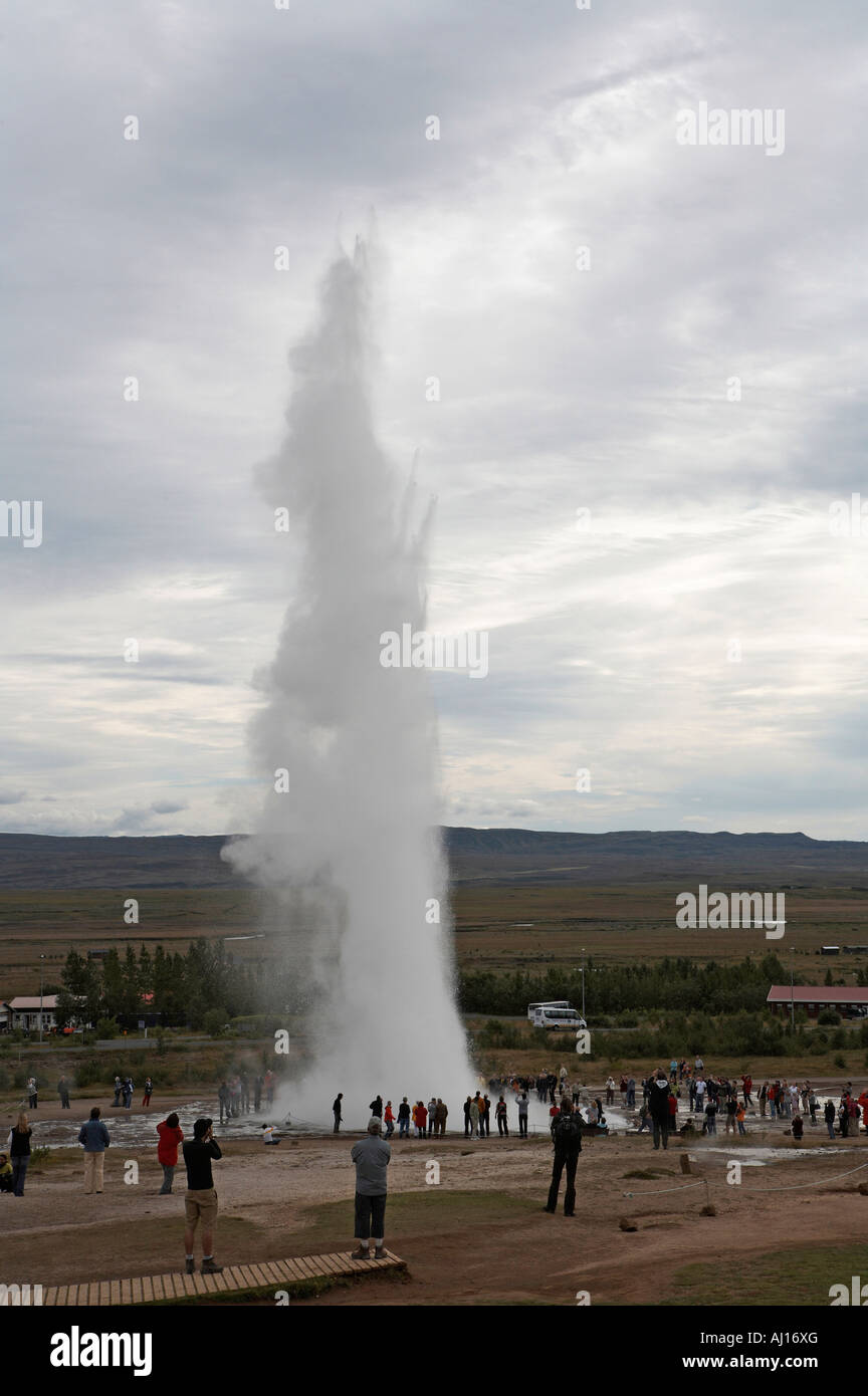 Iceland Geysir Strokkur at the Great Geyser area at Haukadalur Stock ...